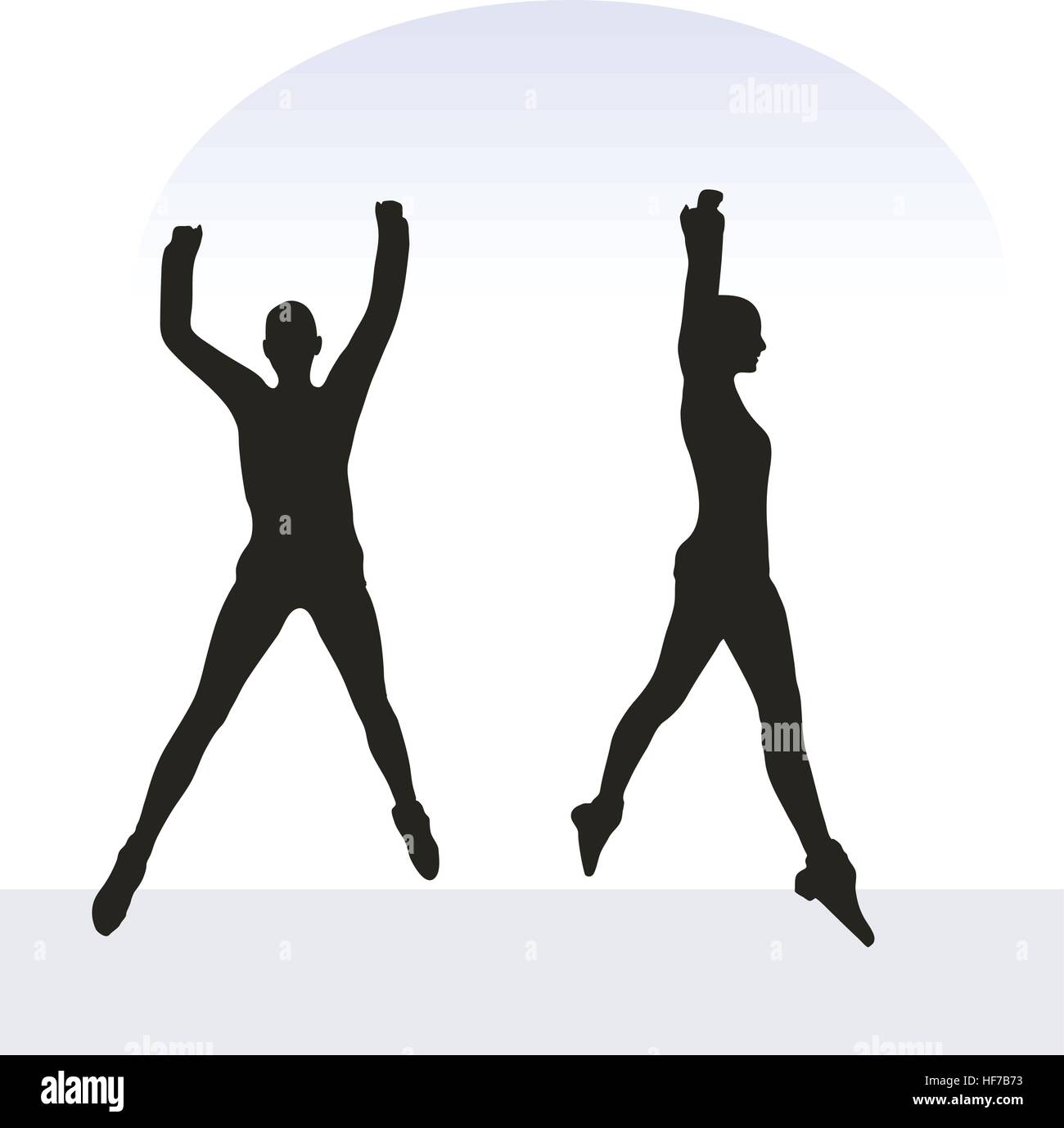 EPS 10 vector illustration of woman in excited pose on white background ...