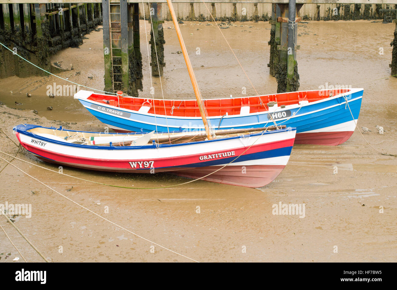 Classic Yorkshire Cobles small wooden inshore fishing boats ...