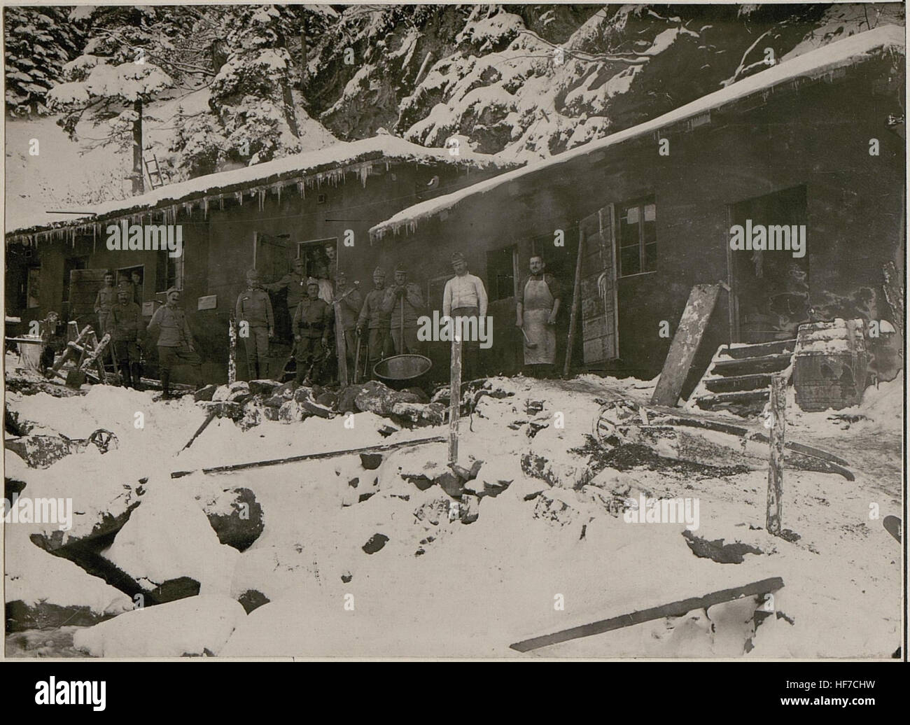 A German military barracks at an altitude of 1700 meters in the Contrin ...