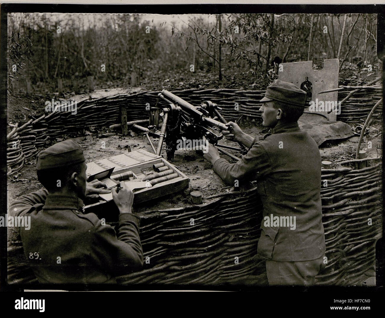 Infantry gun in a trench at the position of Infantry Regiment No. 27 ...