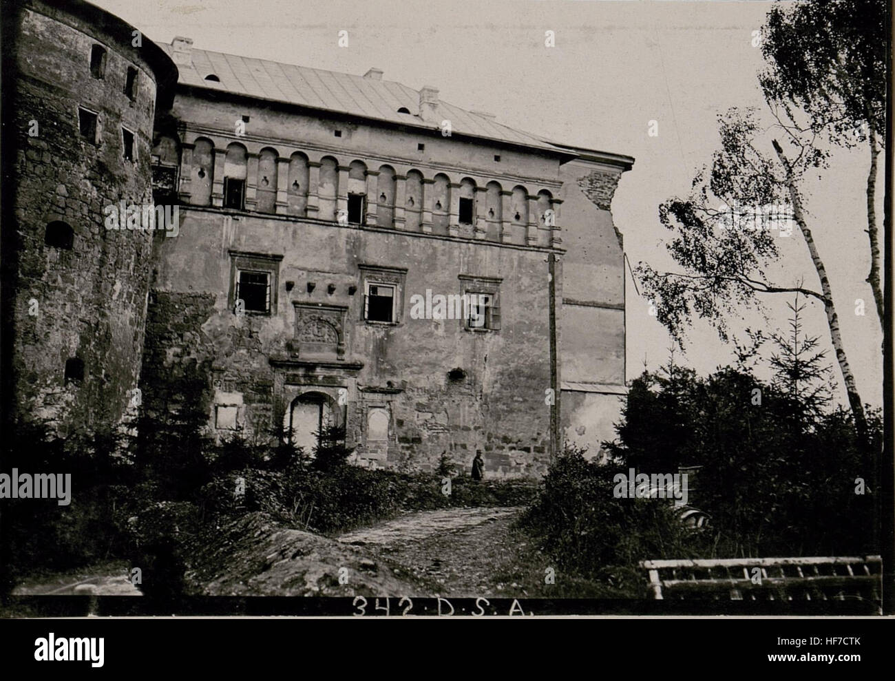 The Brzezany castle with its own trenches, photographed during World ...