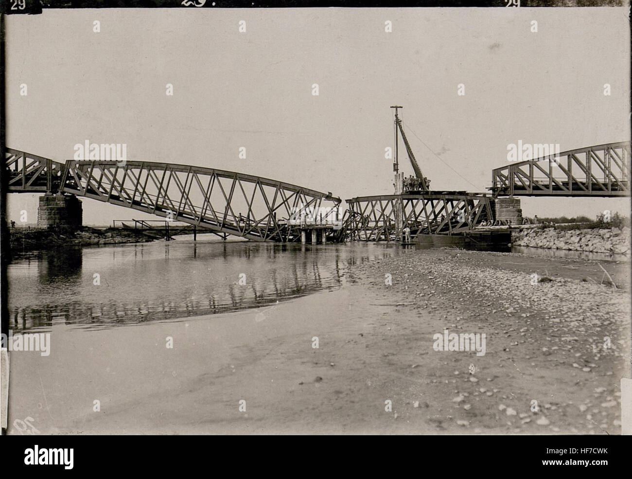 A photo of a destroyed bridge near Stryj during World War I, part of ...