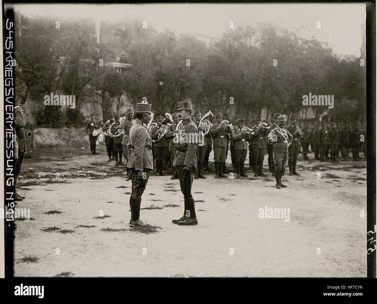 Parade of the 59th Infantry Regiment before Emperor Karl in Trient ...