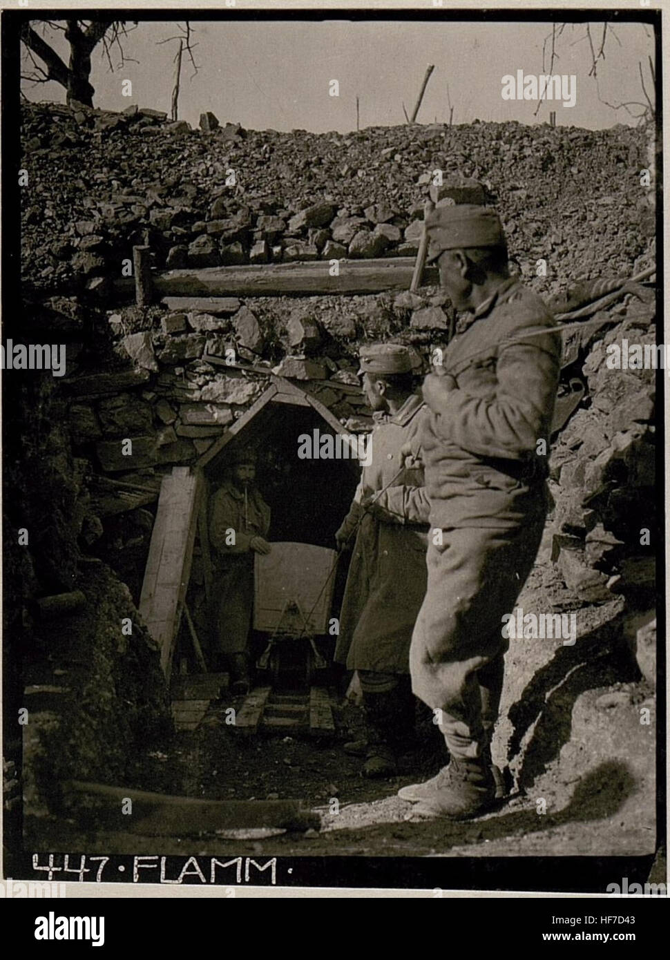 Entrance to trench cavern, 30 steps behind front line infantry ...