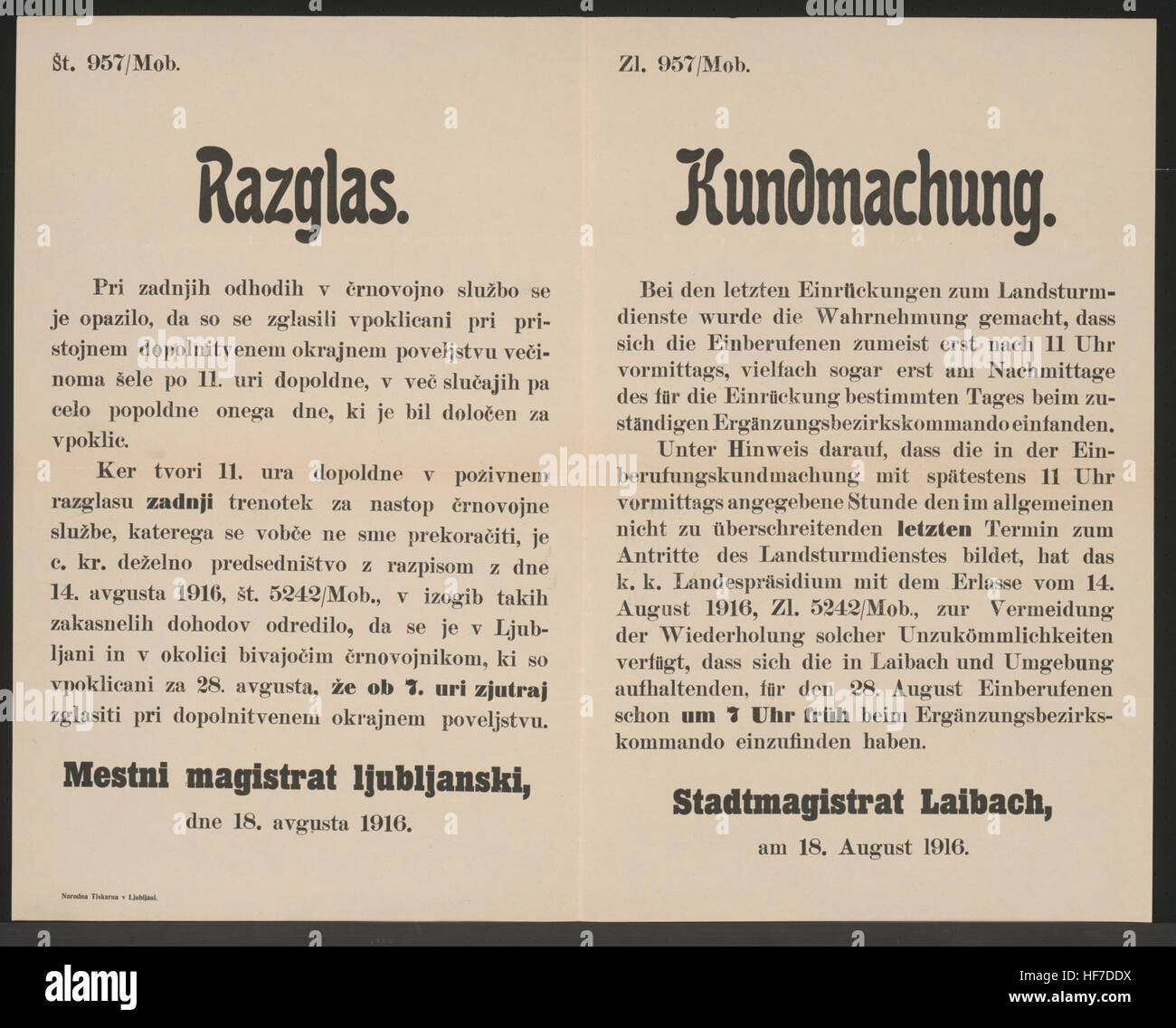 Announcement poster detailing livestock count (cattle, pigs, sheep, and ...