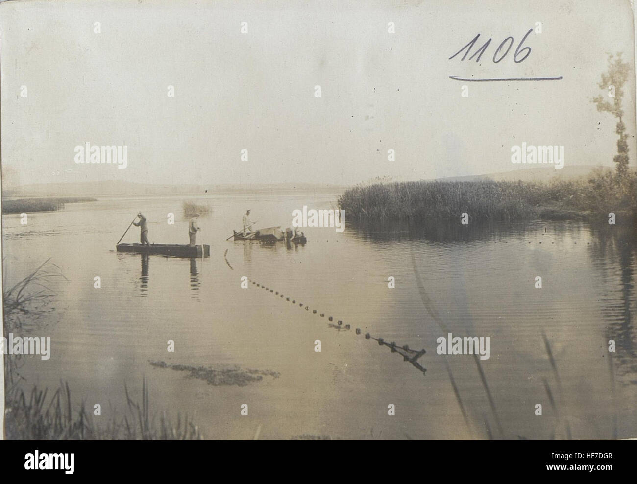 German soldiers fishing at the Knihinicze pond, WWI Stock Photo - Alamy