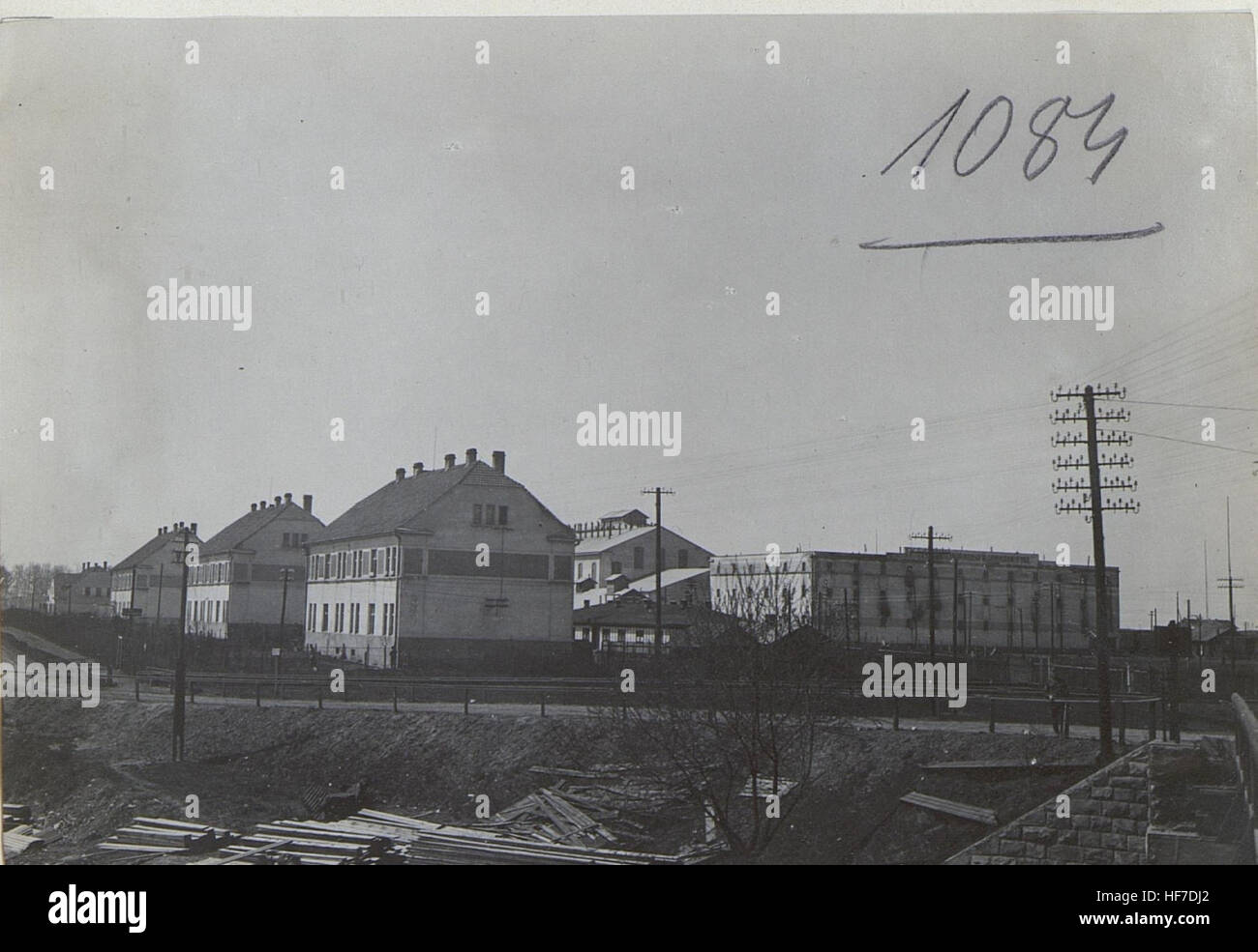 A photograph showing a sugar factory from the northeast during World ...