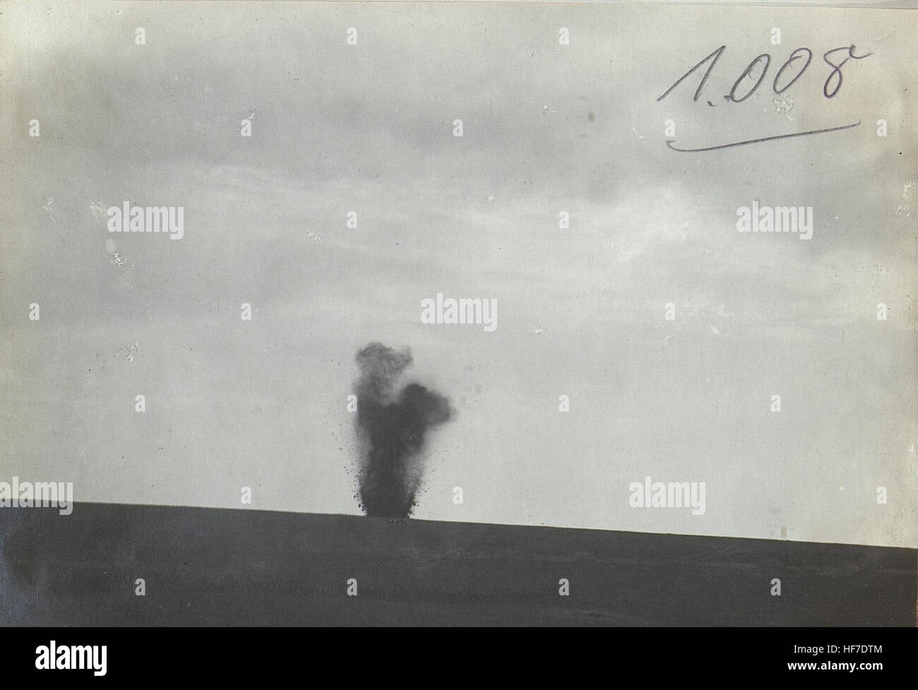 A photograph showing the explosion cloud from a 22 cm heavy grenade ...