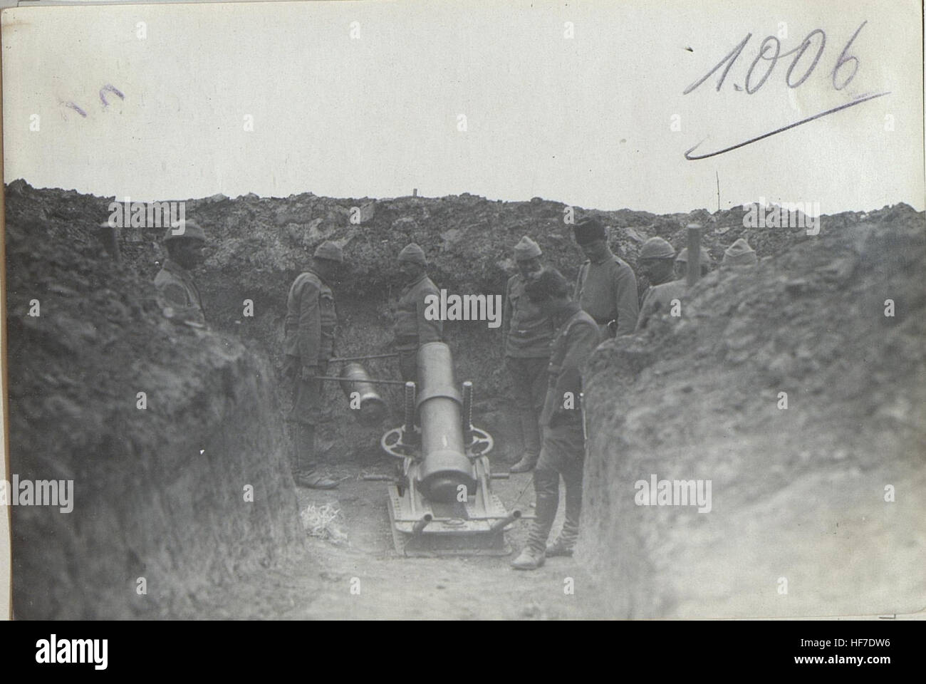 22 cm mortar at the Ottoman Corps, carrying ammunition during World War ...