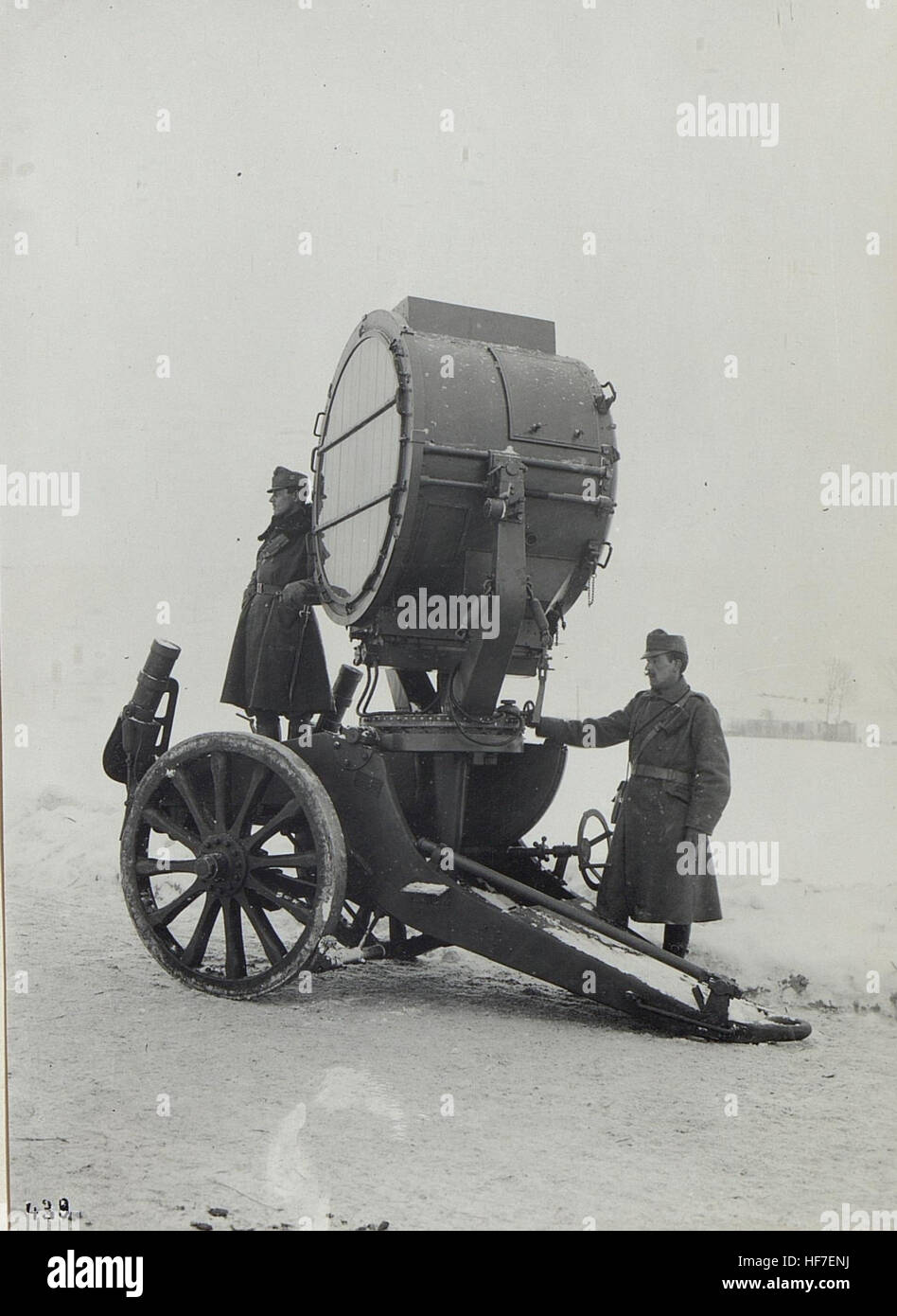 A photograph showing a 150cm searchlight used by the 2nd Army during ...