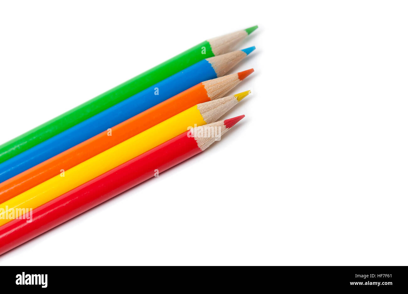 5 Colored Pencils isolated on white background Stock Photo - Alamy