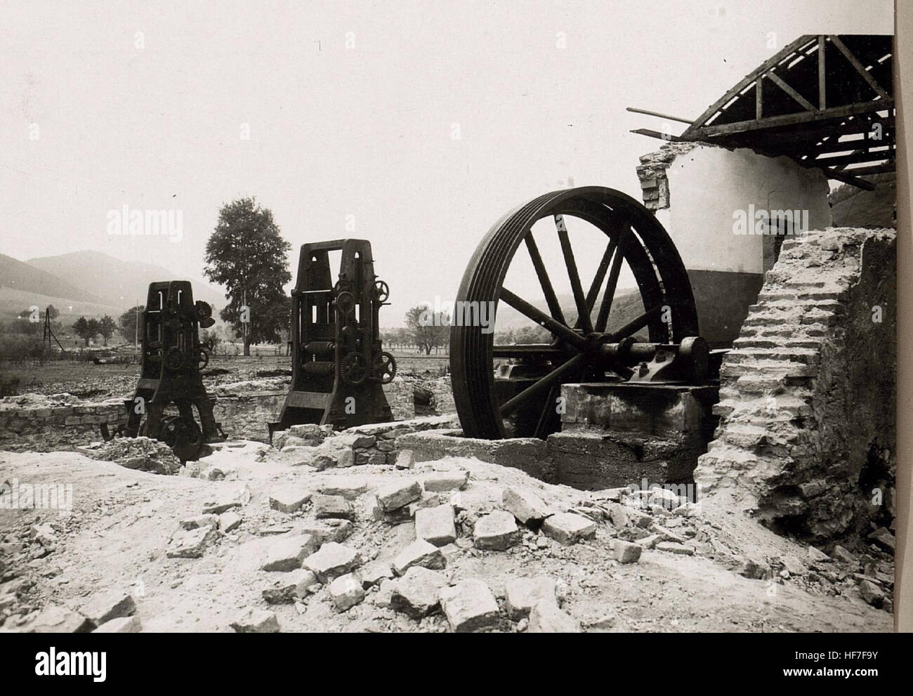 The image of the destroyed SÃ¤gewerk (sawmill) in Alt-Kimpolung, taken ...