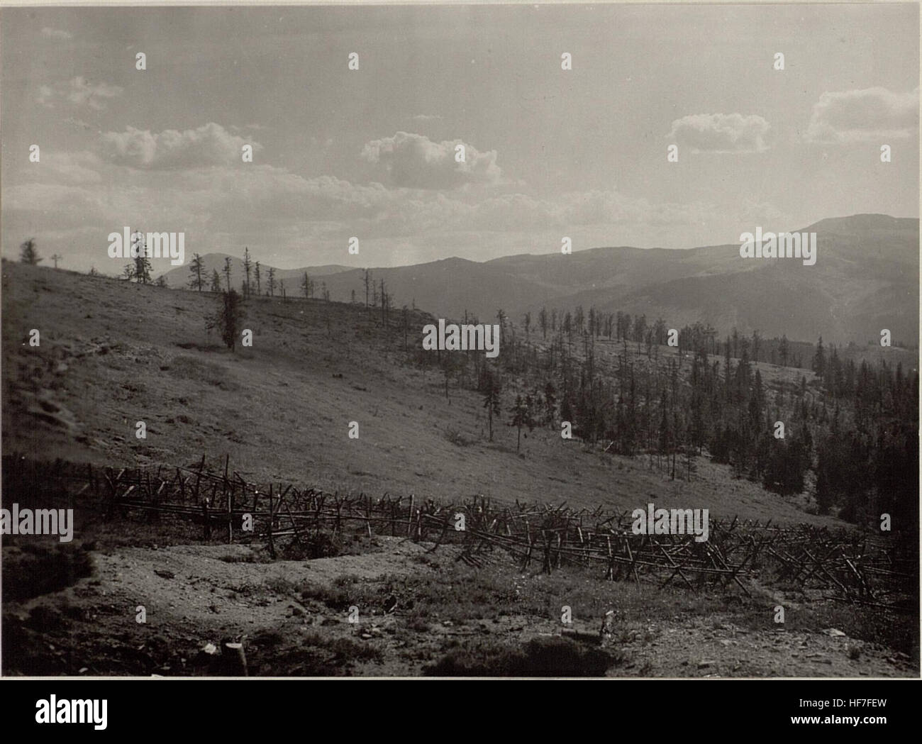 This image, part of the Europeana collections, shows the wire obstacles ...