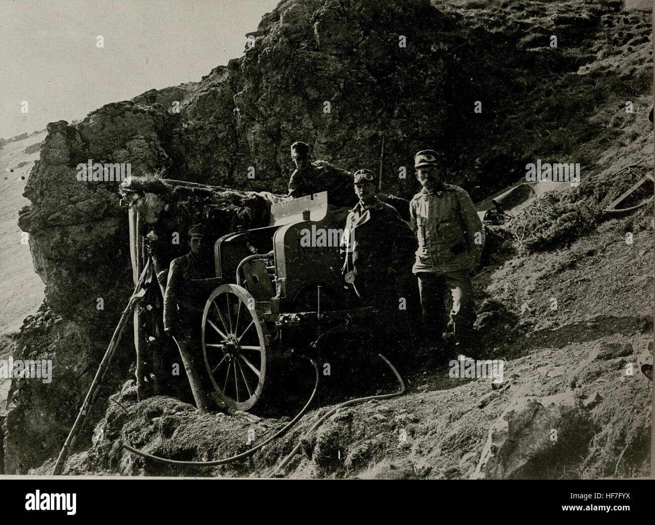 The image of the rock drilling machine, dating from World War I ...