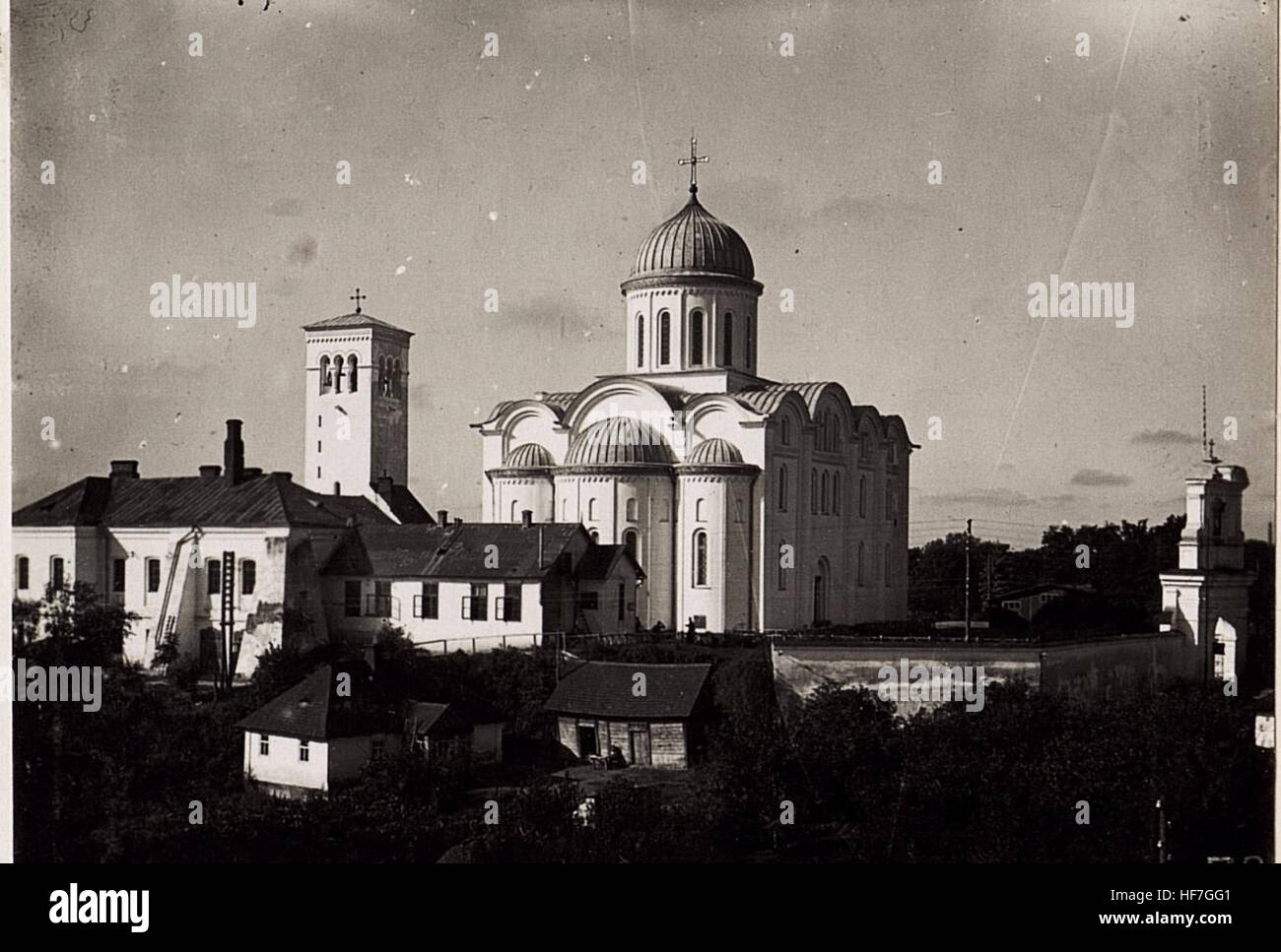 A historical photograph of the cathedral in Vladimir Volynsk during ...