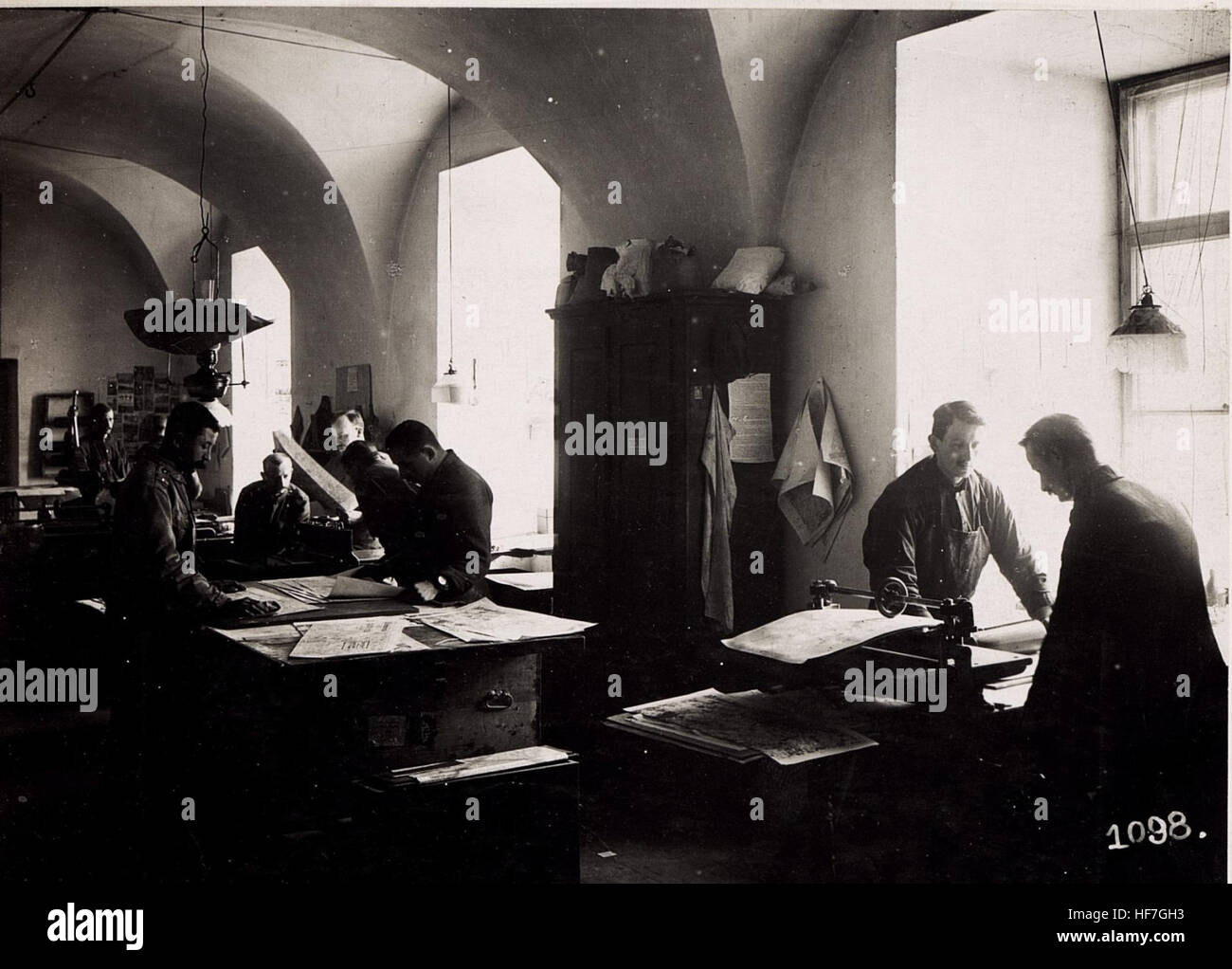 This photograph captures Wladimir Wolynsky in the print room of the War ...