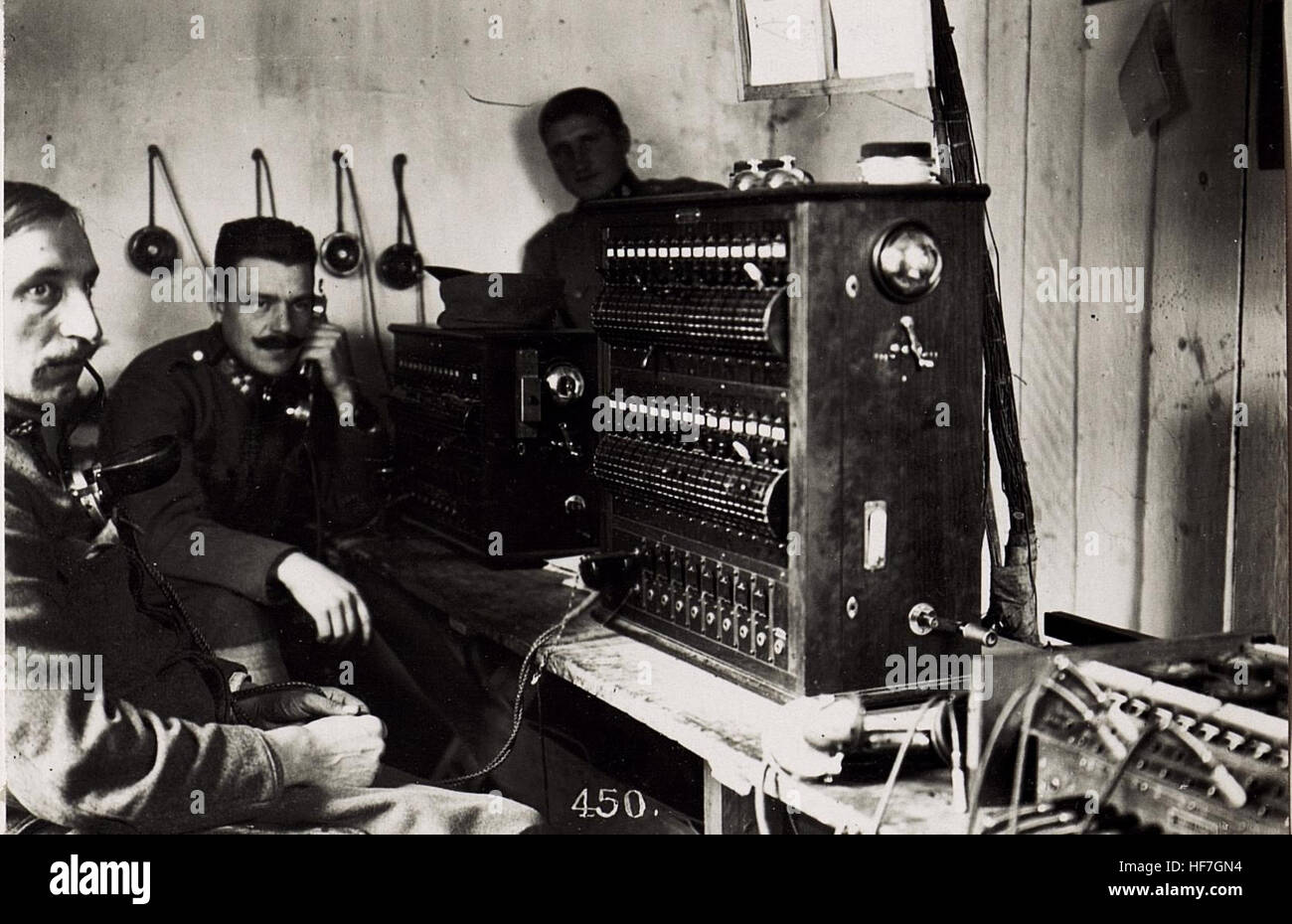 This historical photograph depicts a telephone exchange during the ...
