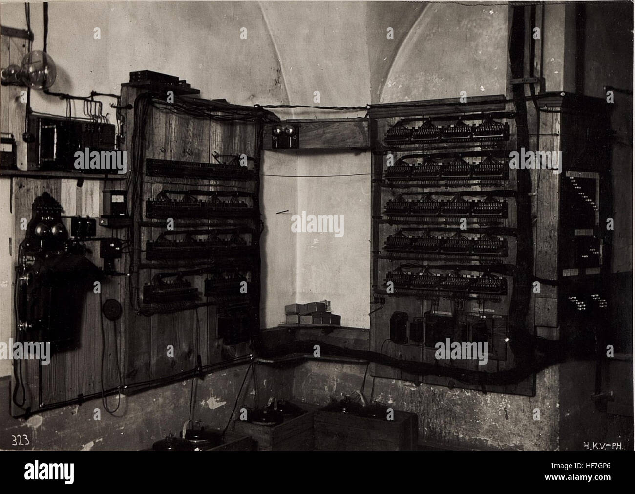 This historical artifact from World War I shows a telephone system ...