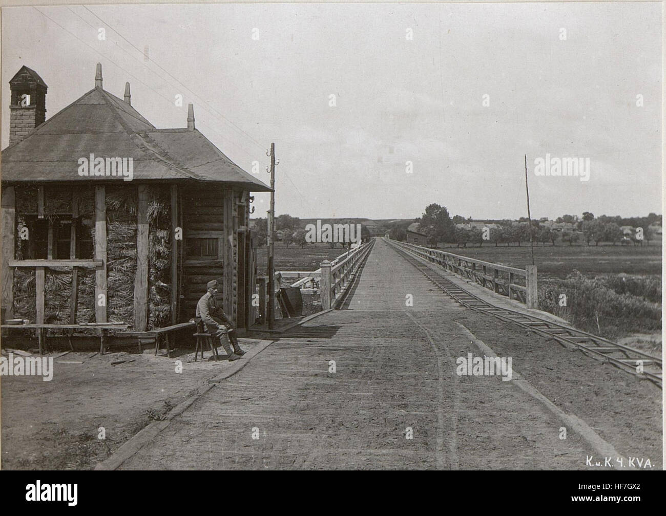 This image features a military bridge built during World War I in ...