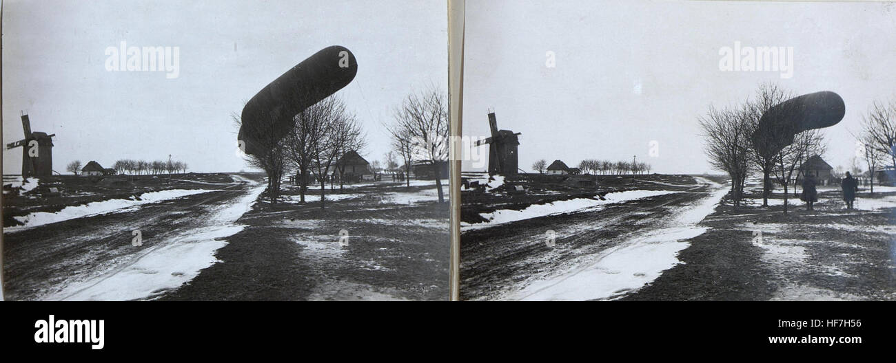 This photograph from World War I captures a reconnaissance balloon at ...