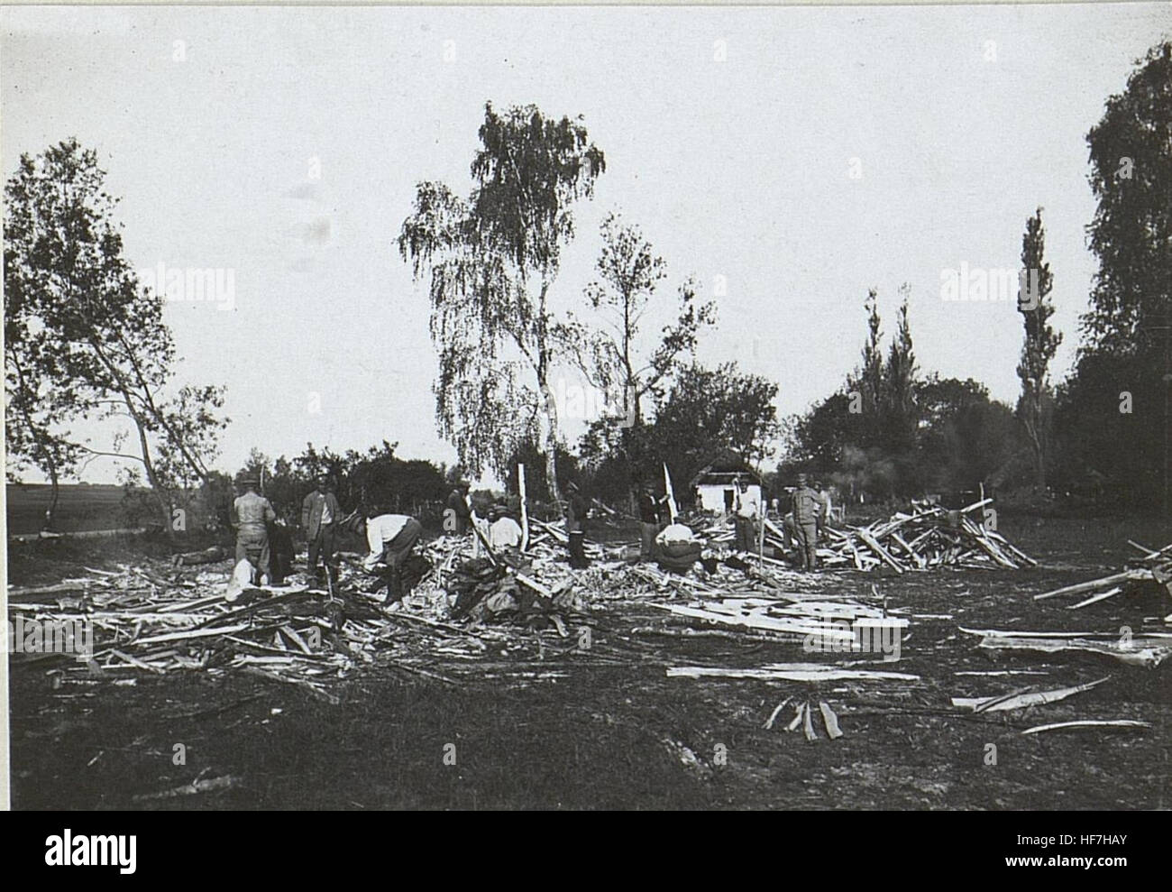 This World War I image shows Russian soldiers constructing barbed wire ...