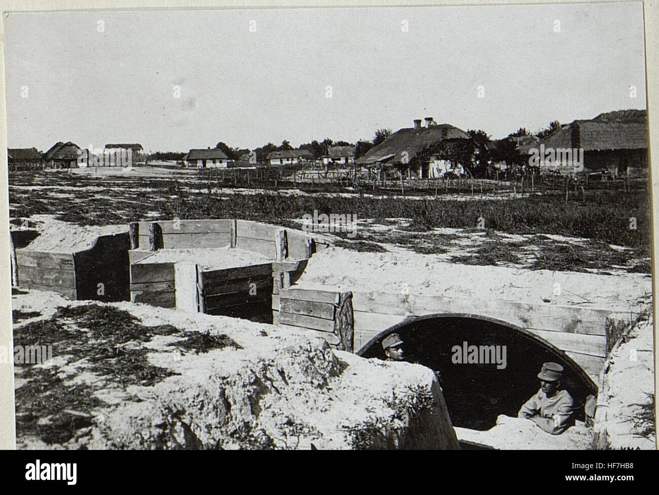 This image represents a World War I machine gun position and trench in ...