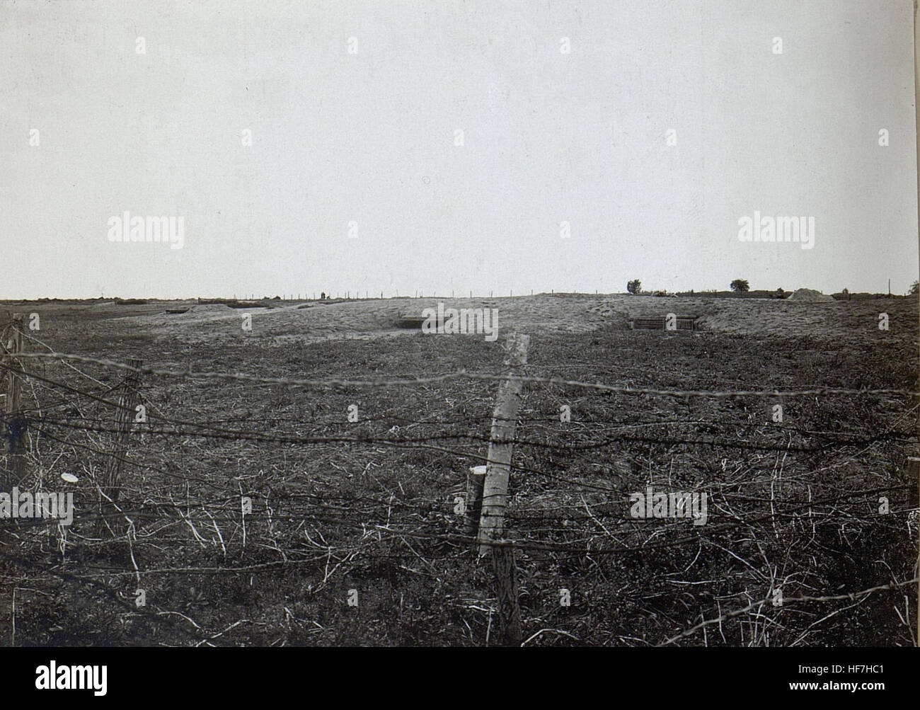 This image shows a machine gun emplacement during World War I ...