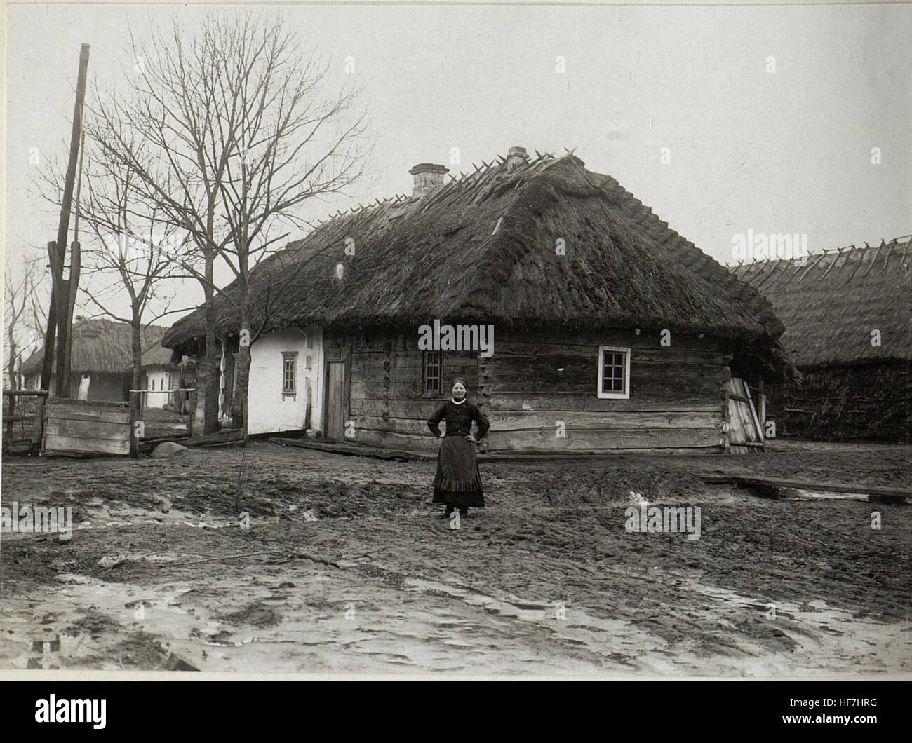 This image depicts civilian individuals at a Russian World War I front ...