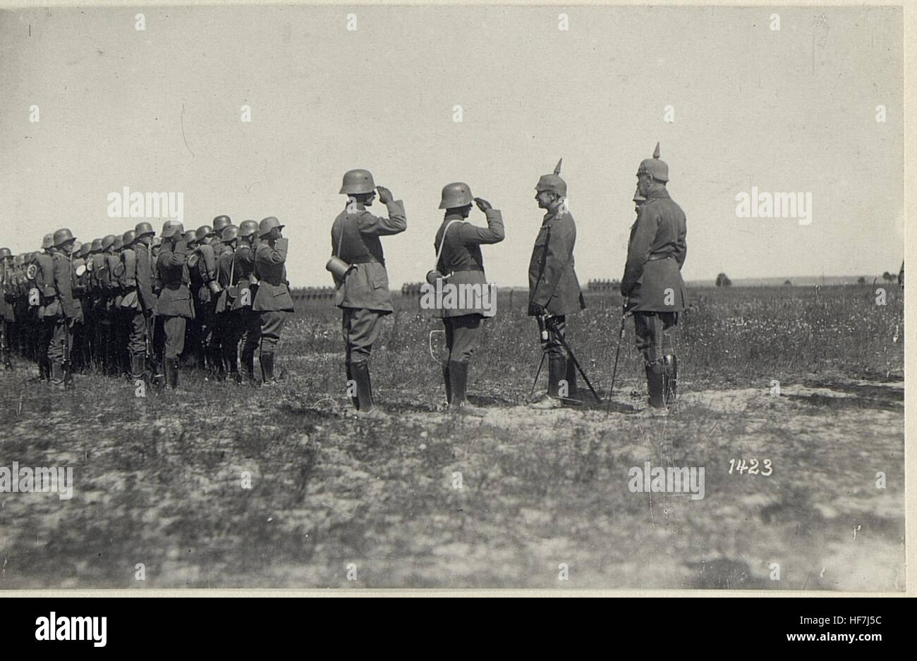 This image depicts high-ranking military officers and monarchs visiting ...
