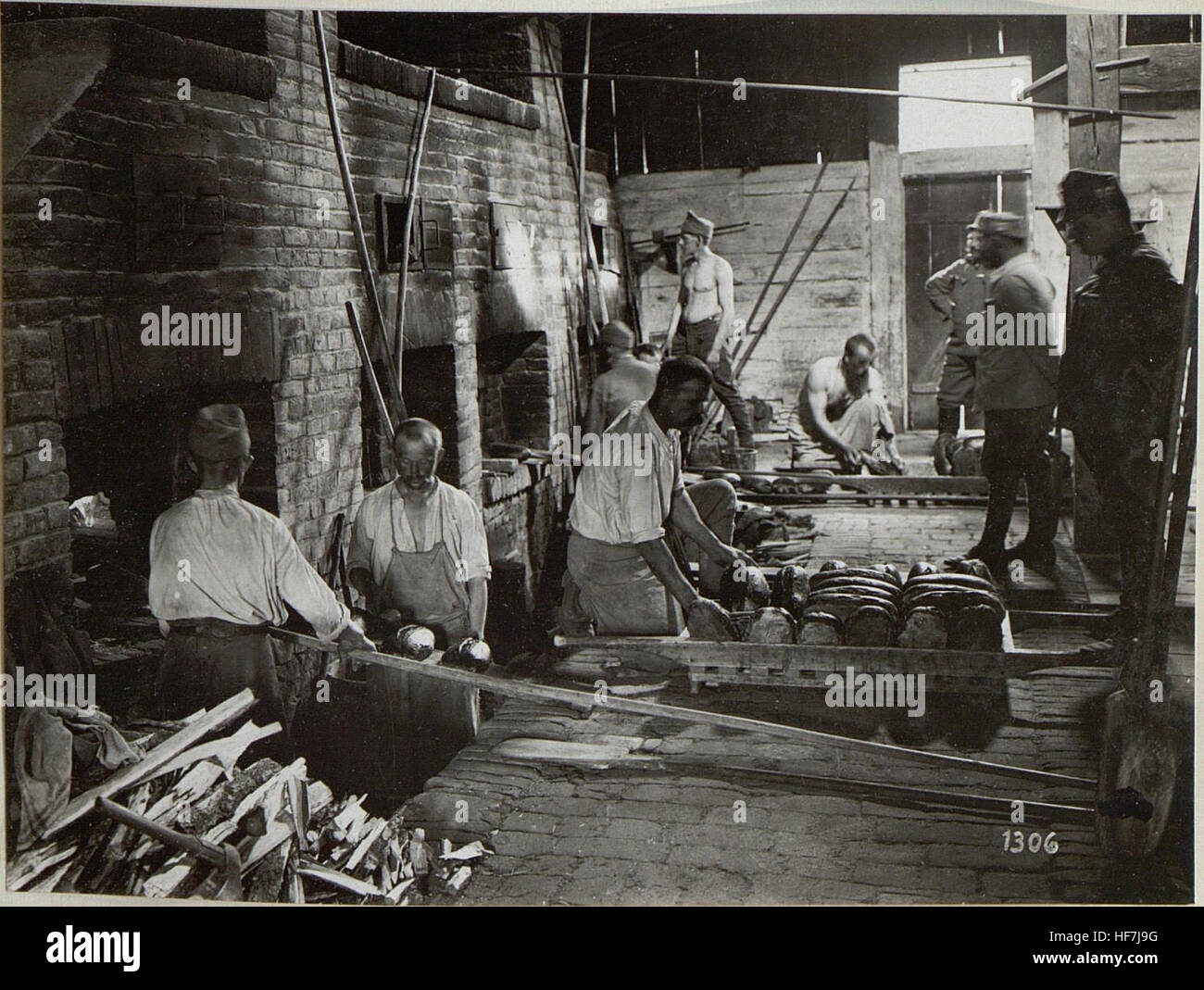 A photograph from World War I, showing the mobile bakery of the 4th ...