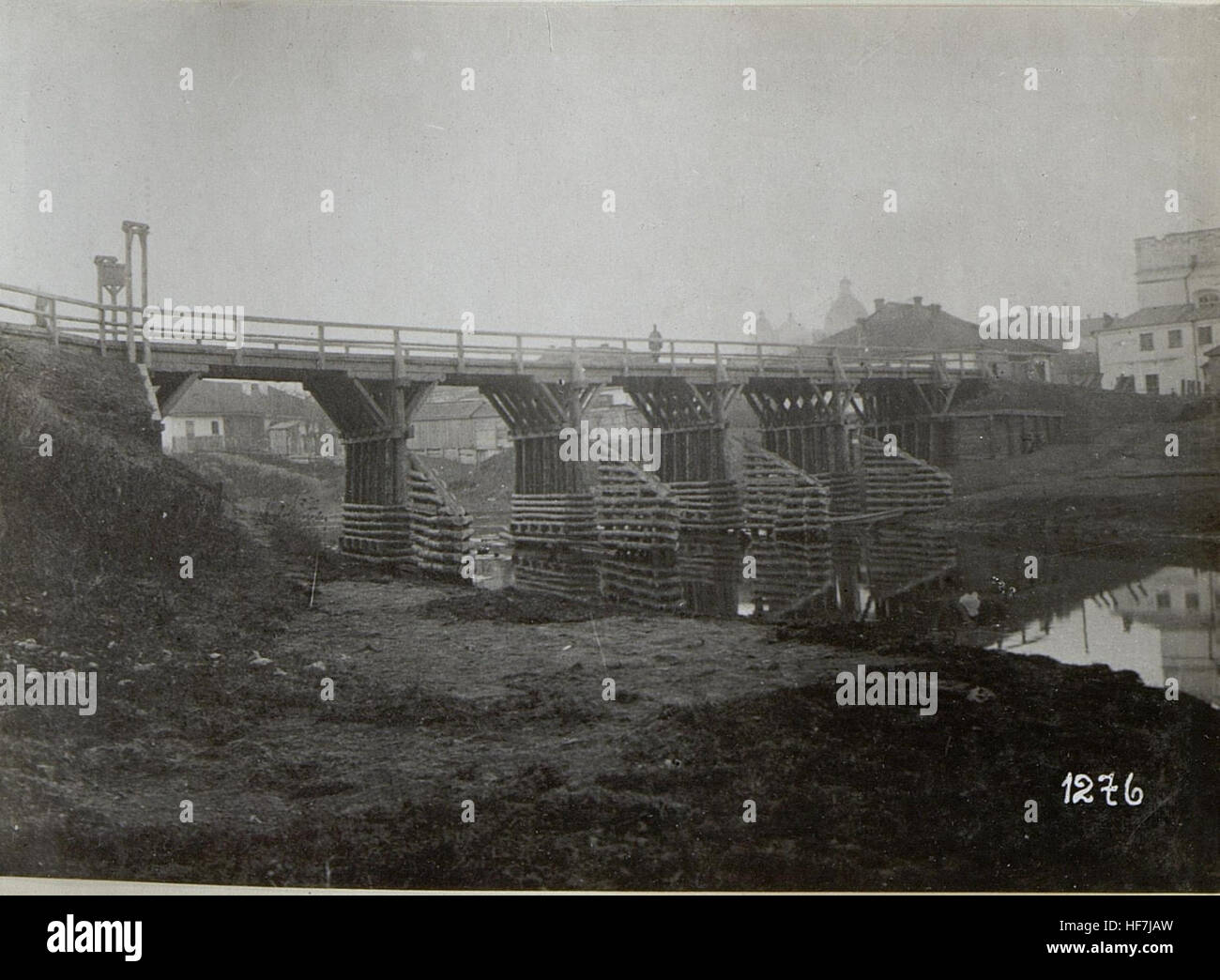 This image depicts a bridge construction in Galicia during World War I ...