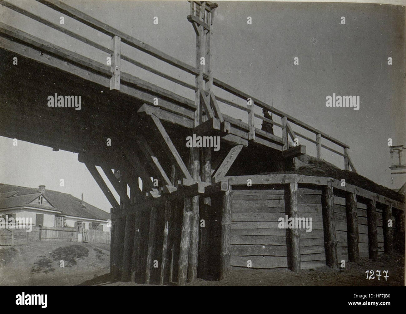 This photograph captures bridge construction in Galicia during World ...