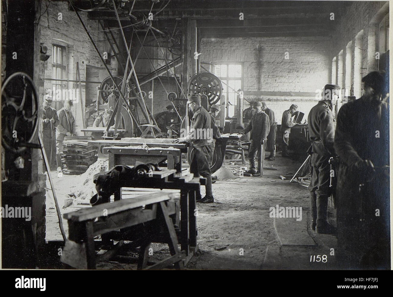 This image from the First World War shows the production of wheels and ...