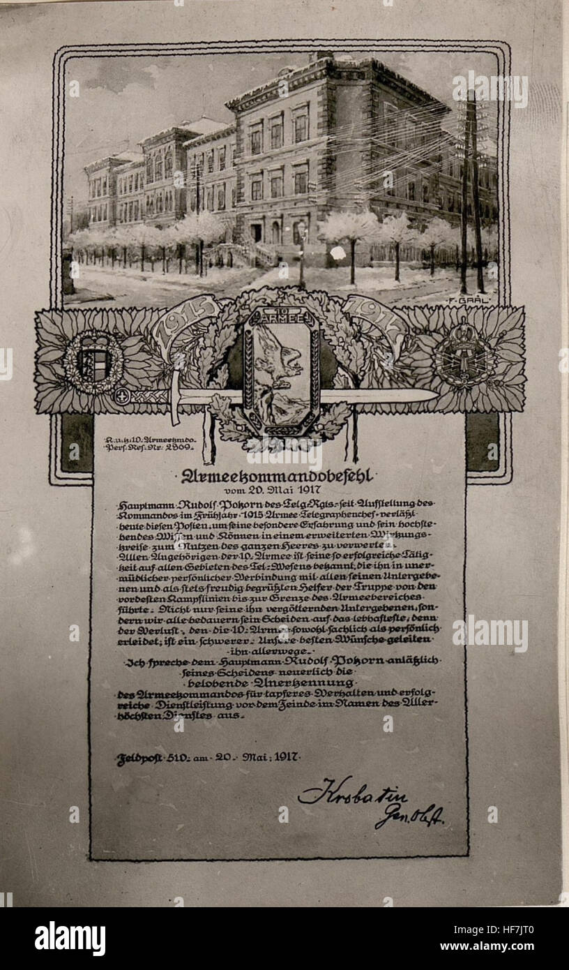 This military order from World War I, signed by Lieutenant Franz Gaal ...