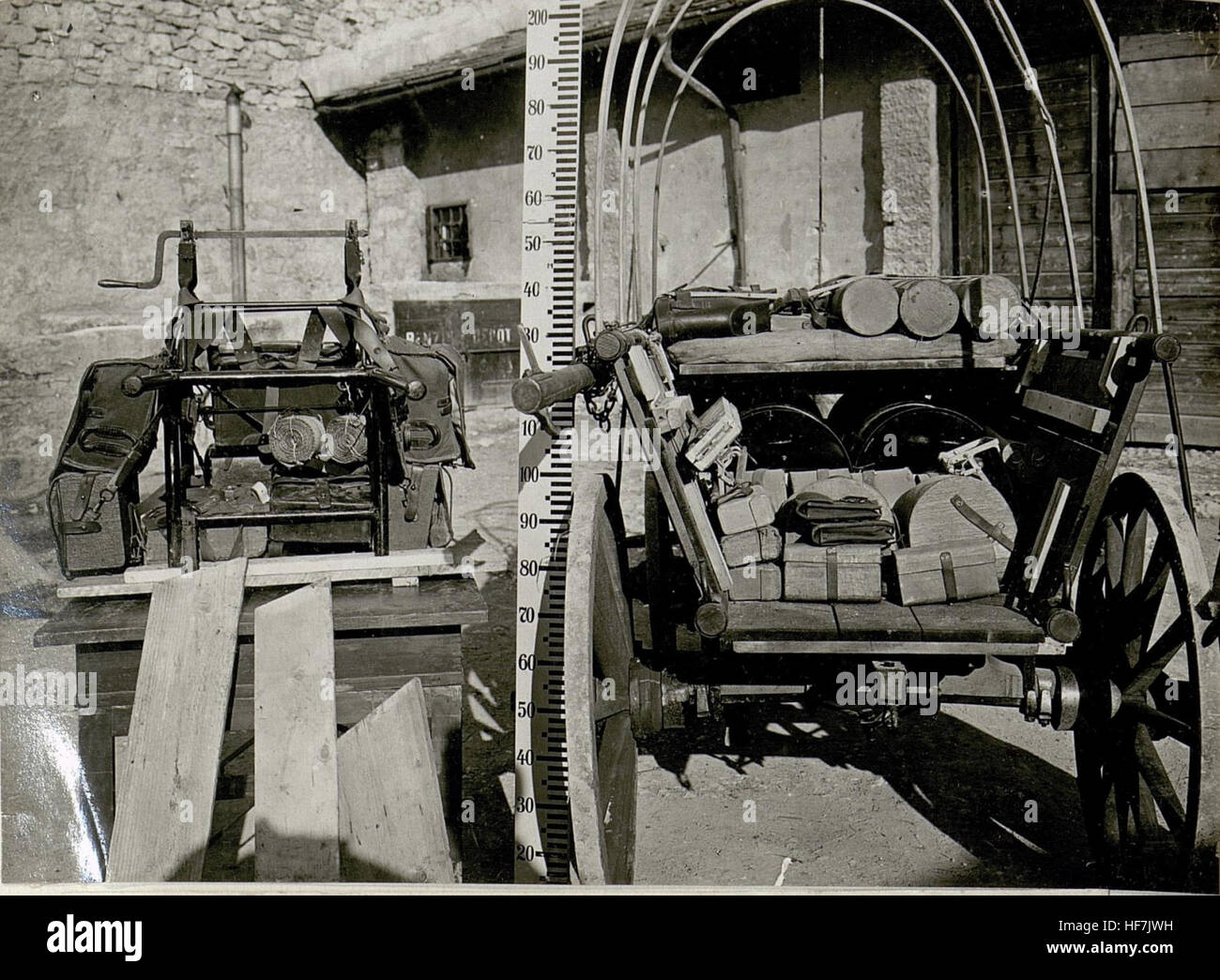 The image showcases a World War I-era artillery baggage wagon from the ...