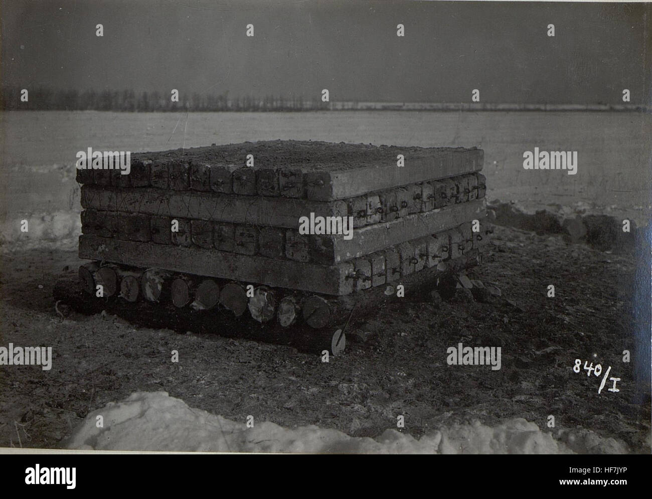 This image depicts explosive tests conducted on the Russian front ...