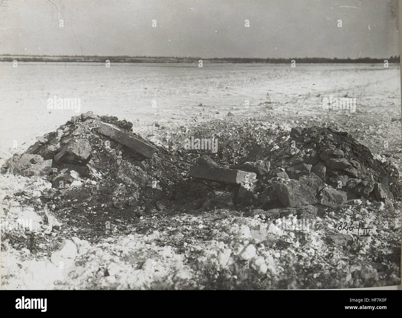 The photograph depicts a German explosive test during World War I on ...