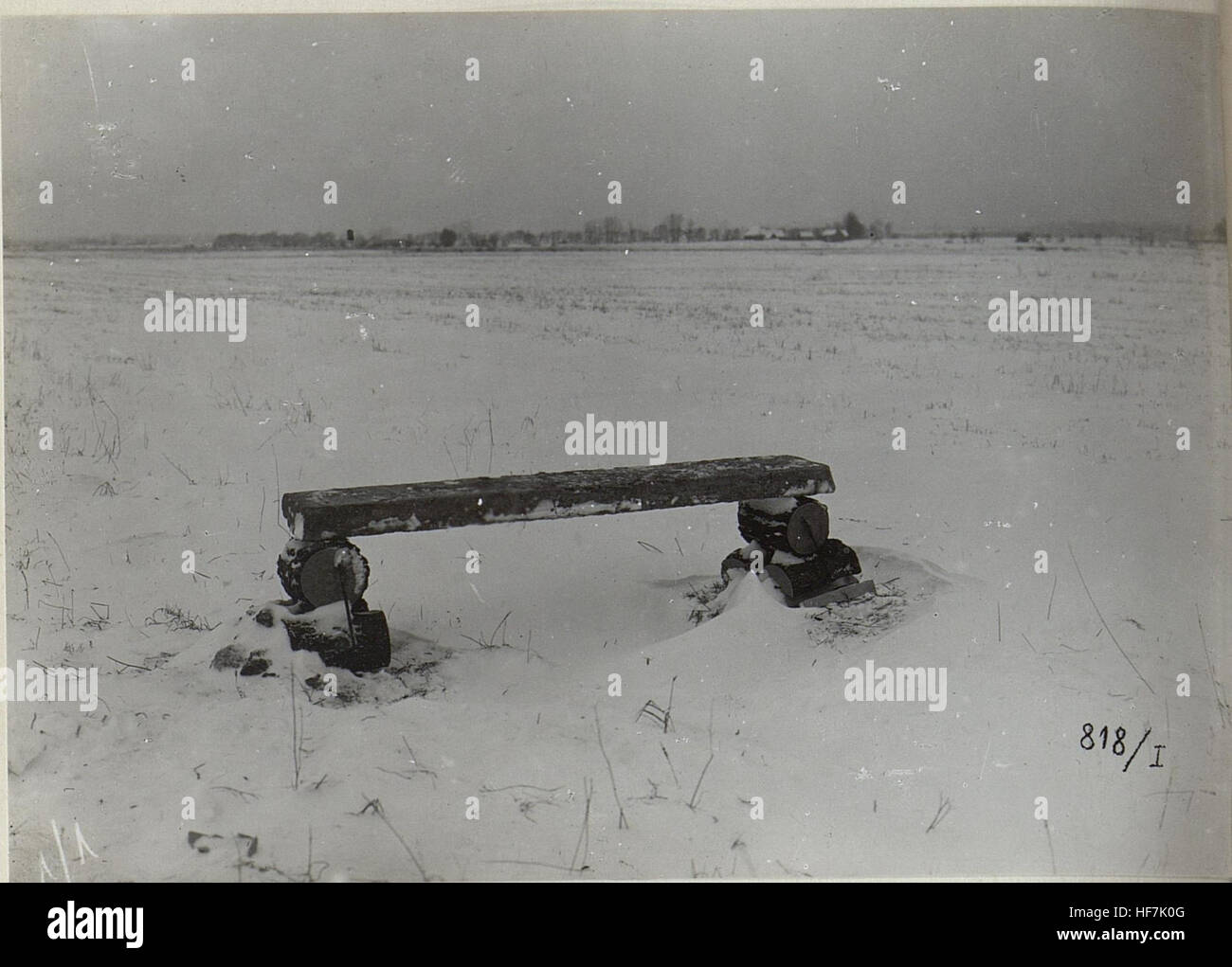 The image depicts a scene from World War I, showing explosive tests ...