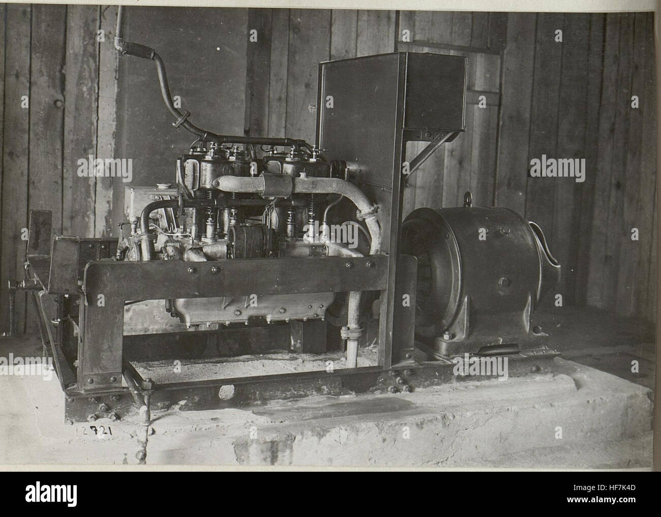 This historical image depicts a generator used during the First World ...