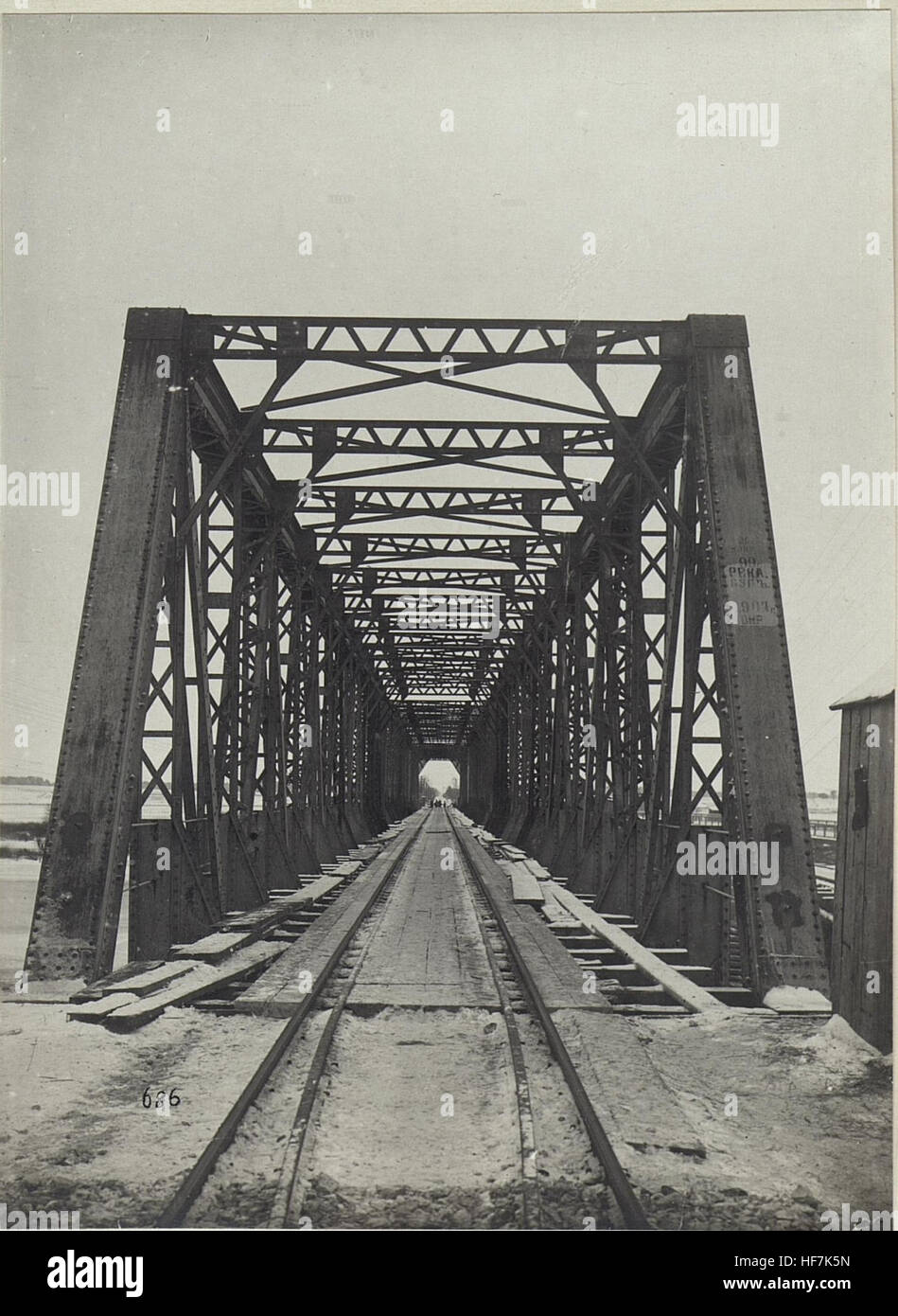 A First World War-era image showing a snow-covered railway bridge near ...