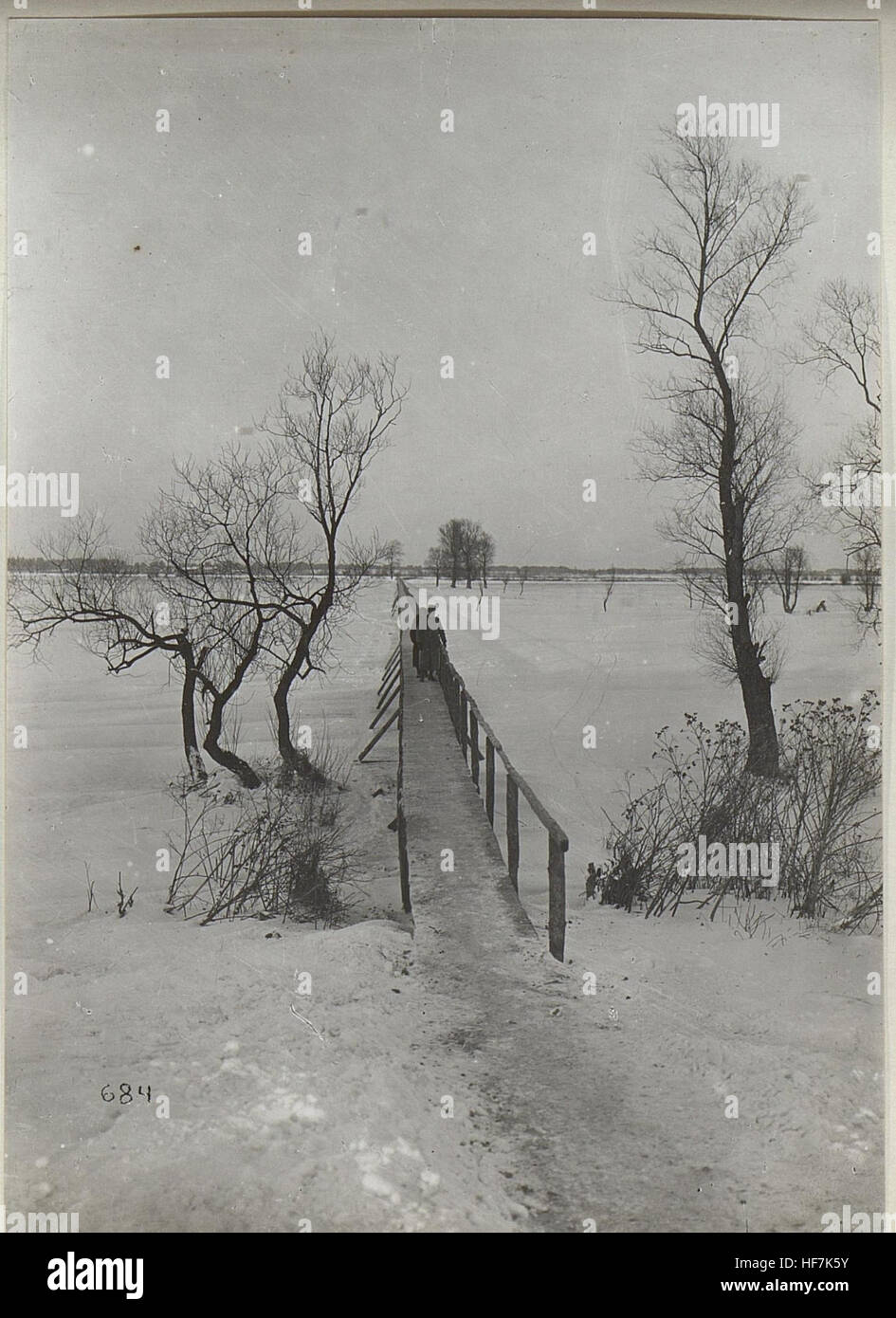 This historical photograph shows a bridge in Galicia, likely near Kowel ...