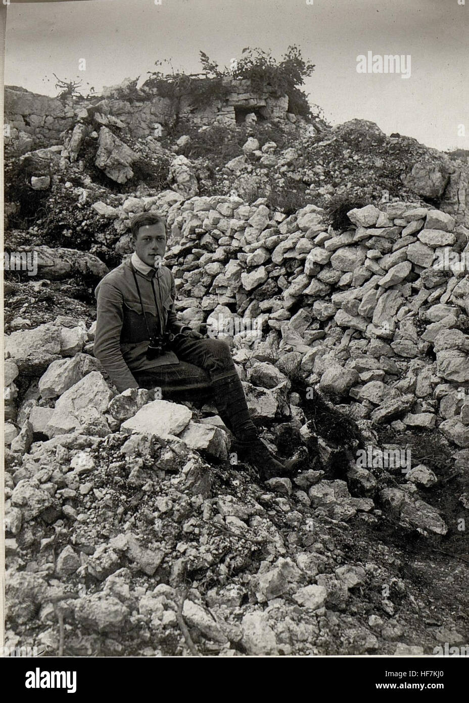 This historical photograph shows an artillery observation post at Monte ...