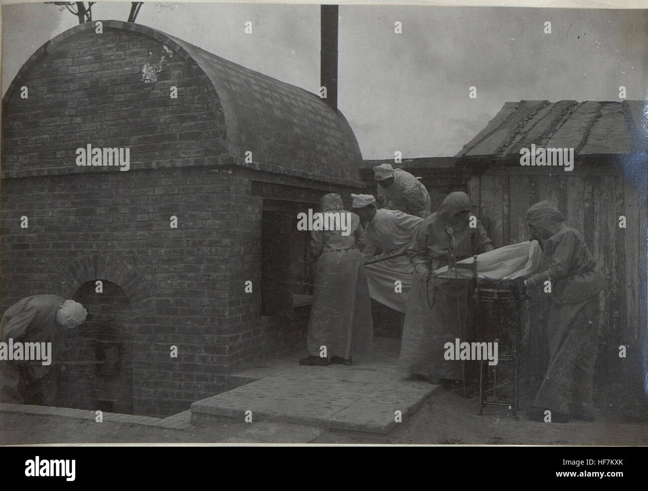 A historical photograph of the Cholm Flecktyphus-Spital during World ...