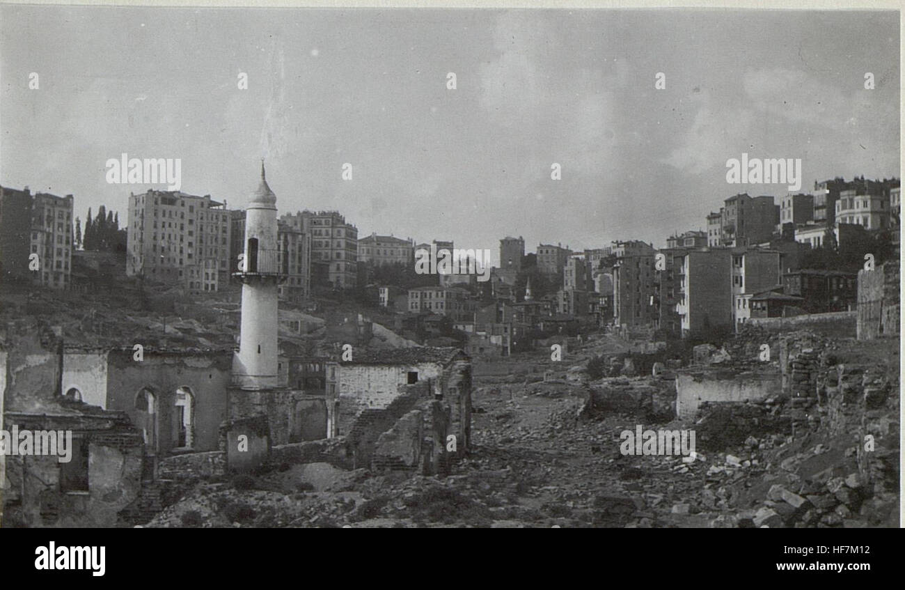 This artwork captures a scene from Pera during World War I, as part of ...