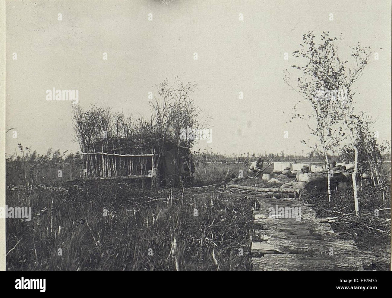 This World War I-era image shows a German blockhouse with watch posts ...