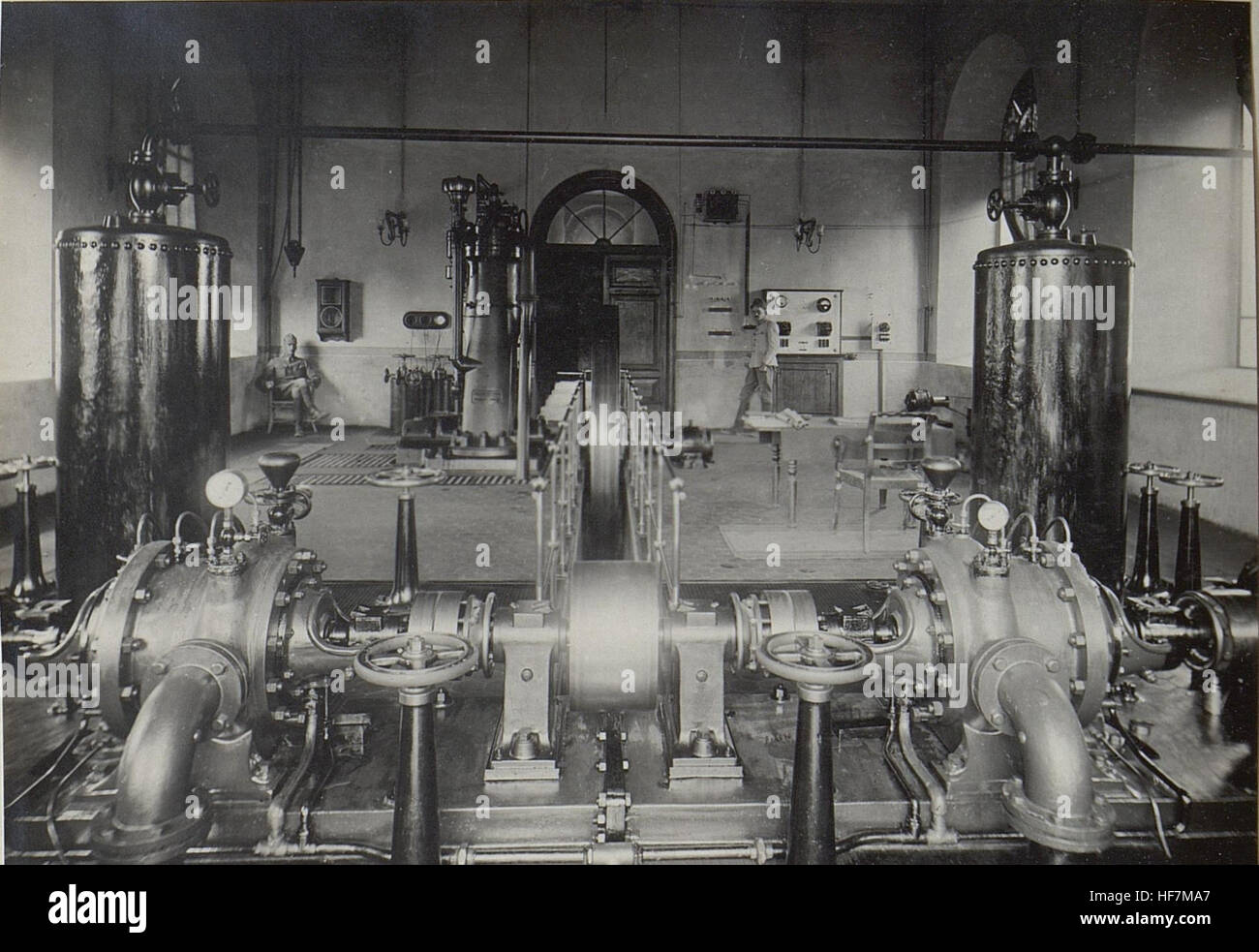 This interior view of a waterworks in Conegliano, taken during World ...