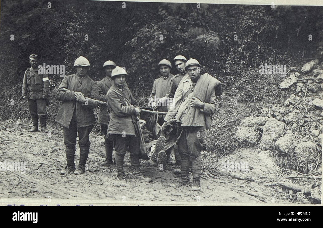 This image depicts Italian prisoners carrying the wounded during World ...