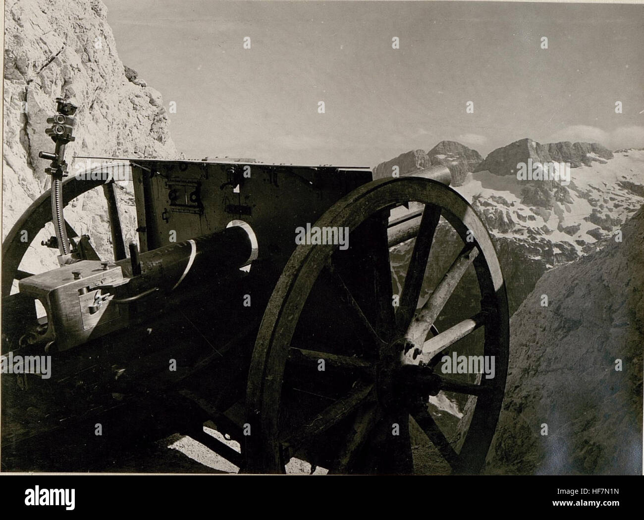 This World War I photograph depicts an 8cm Gebirgsgeschütz artillery ...