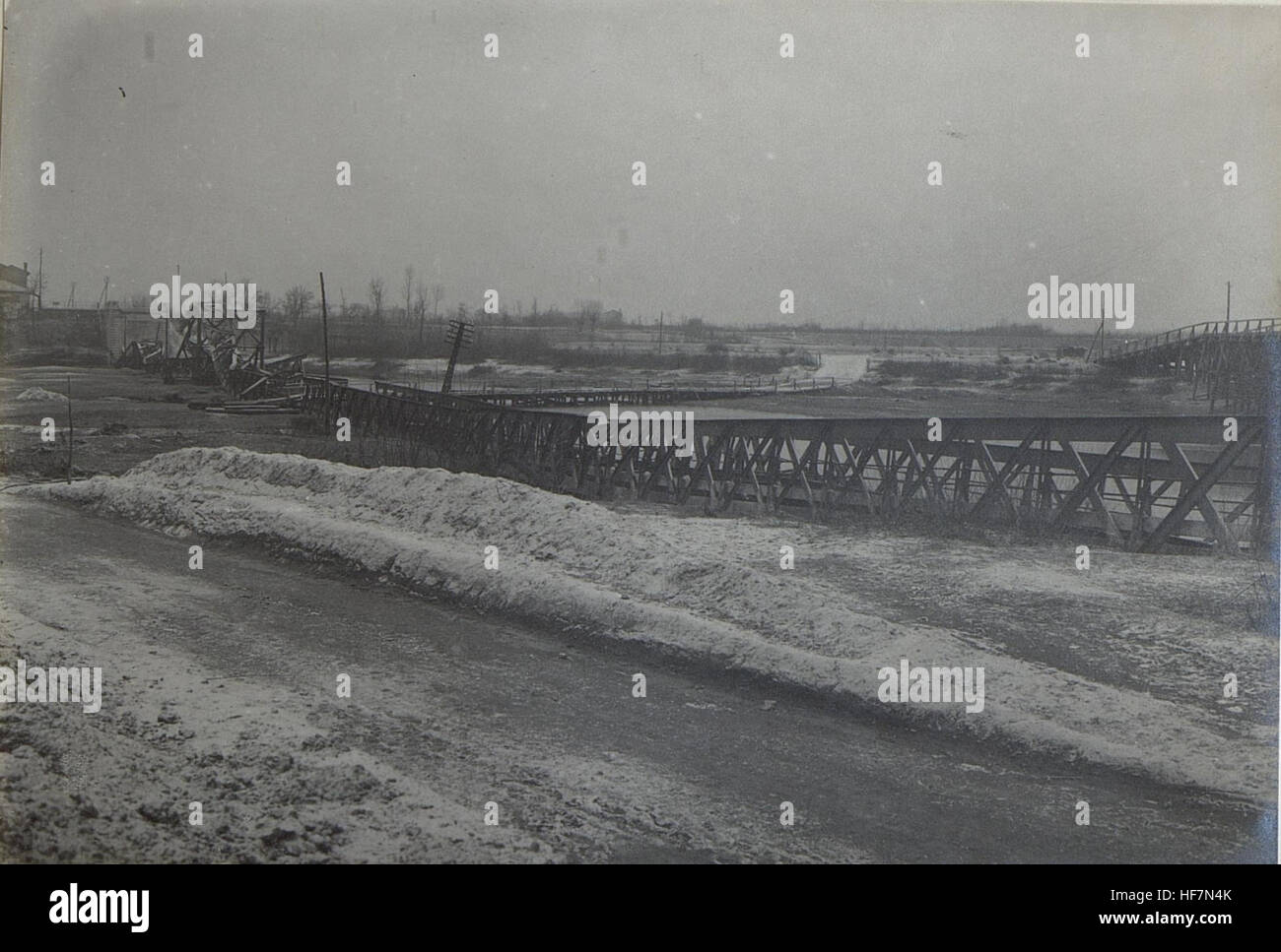 This World War I-era photograph shows a bridge near Pordenone, Italy ...