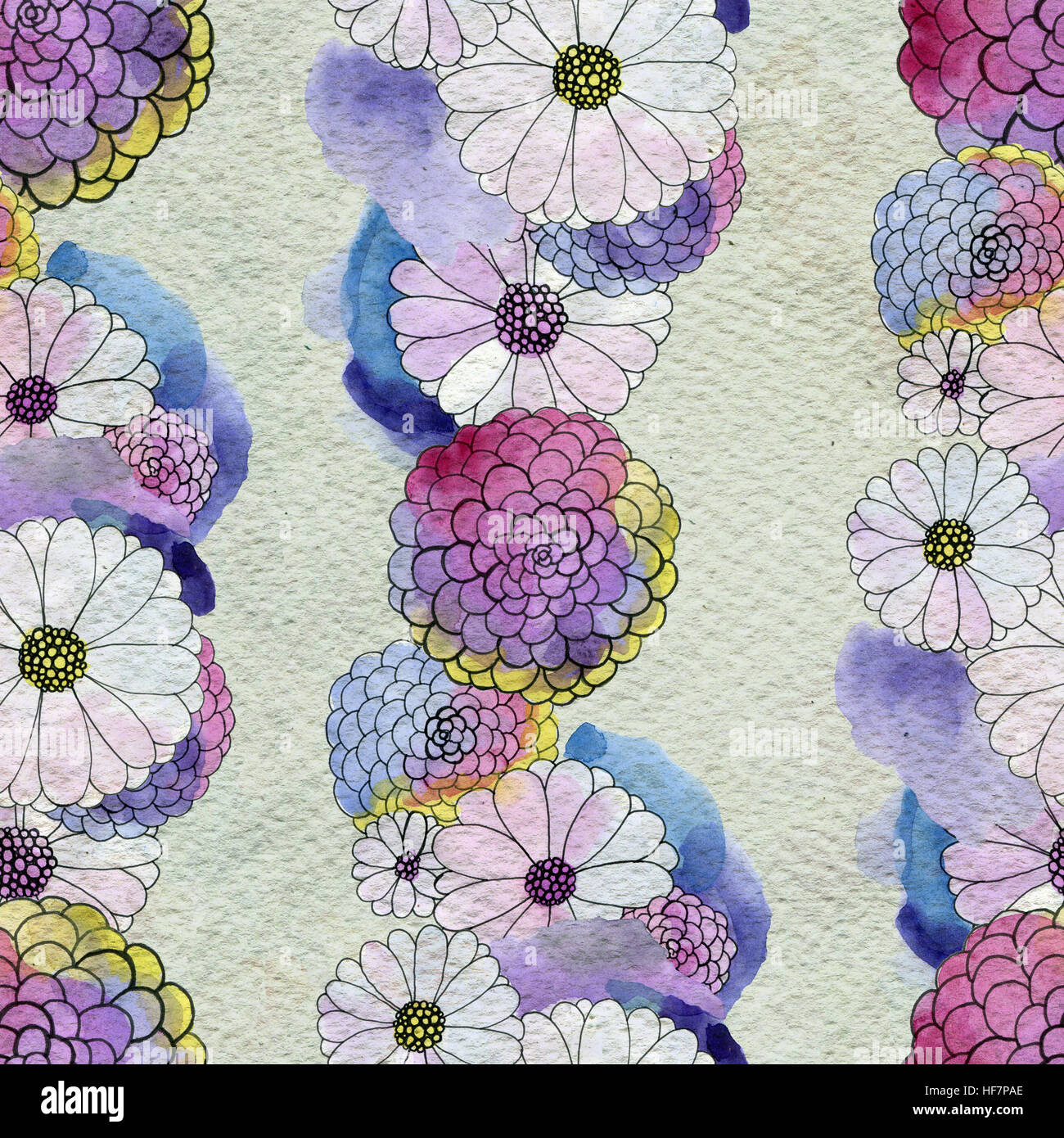 Seamless floral pattern with asters and daisy flowers Stock Photo - Alamy